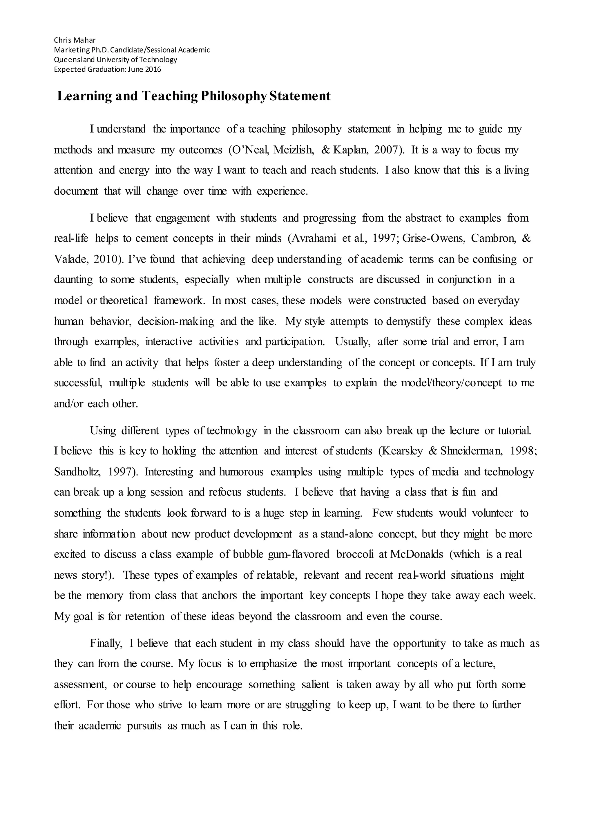 Chris Mahar Teaching Statement | DOCX