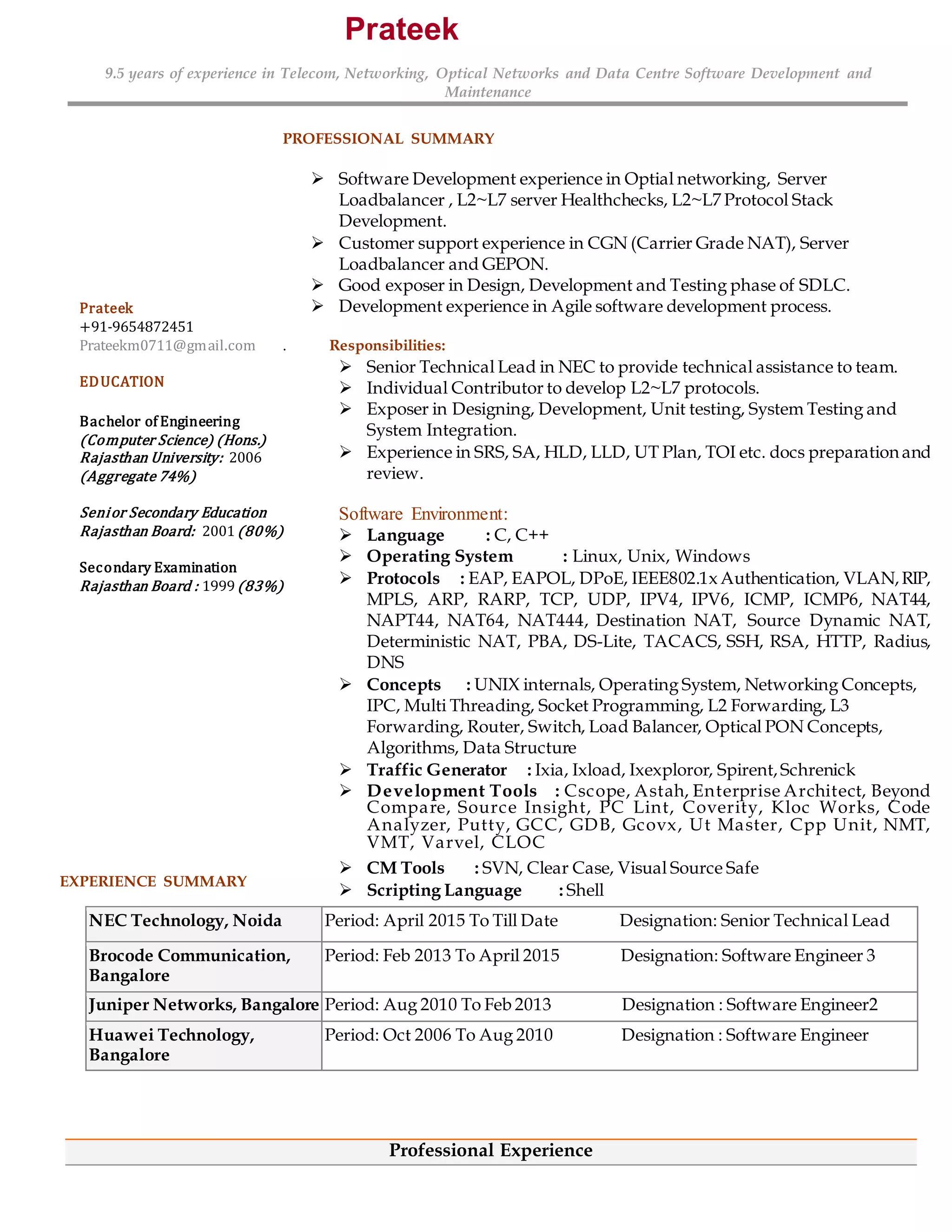 Profile_Prateek | PDF