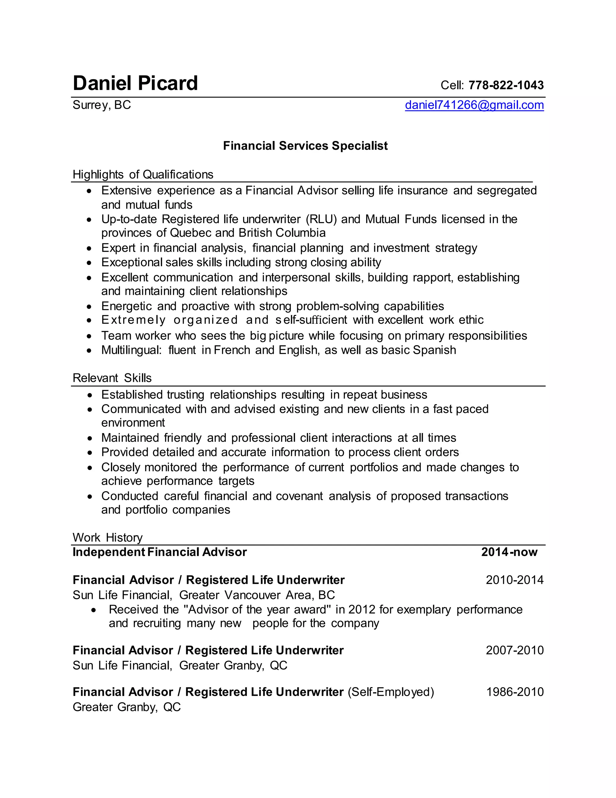 DANIEL PICARD MAIN RESUME | DOCX