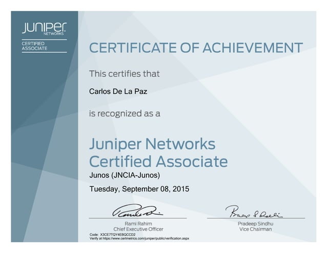Junos certificate | PDF | Computer Networking | Computing