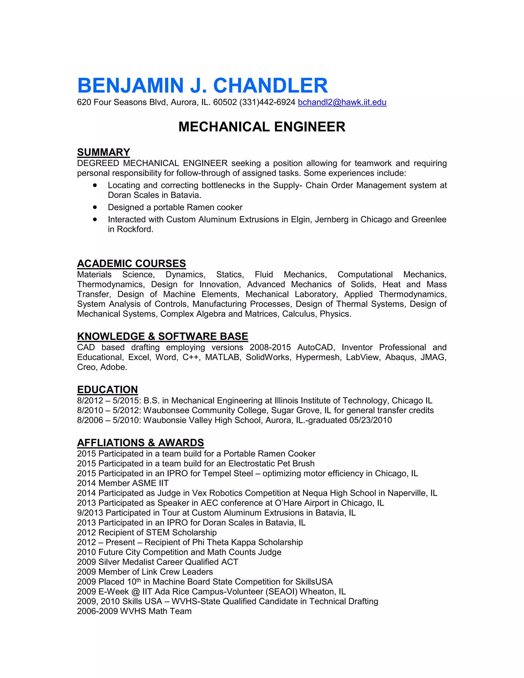 Resume- Benjamin Chandler | PDF