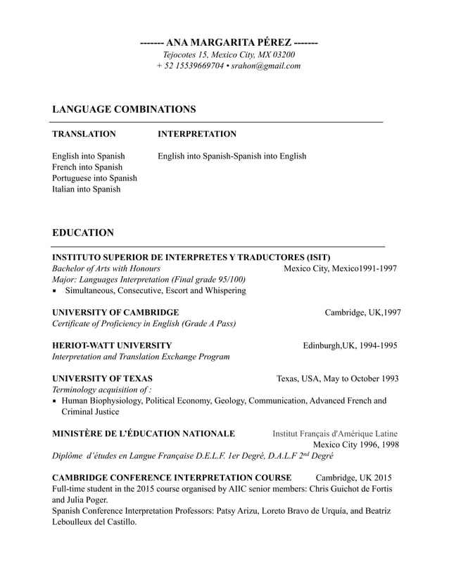 Resume Ana Margarita Perez-2 | PDF | Education