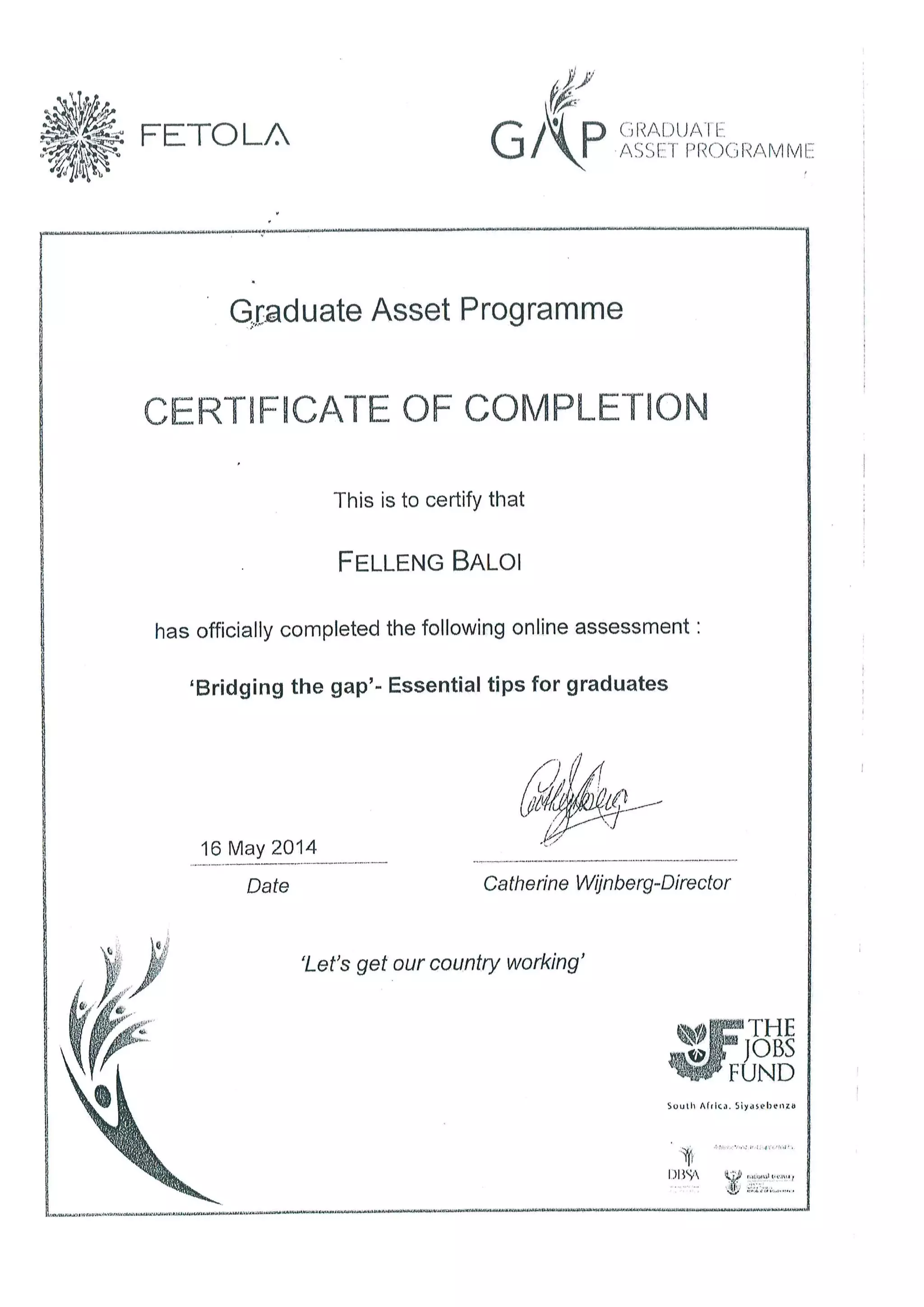 Bridging gap certificate | PDF