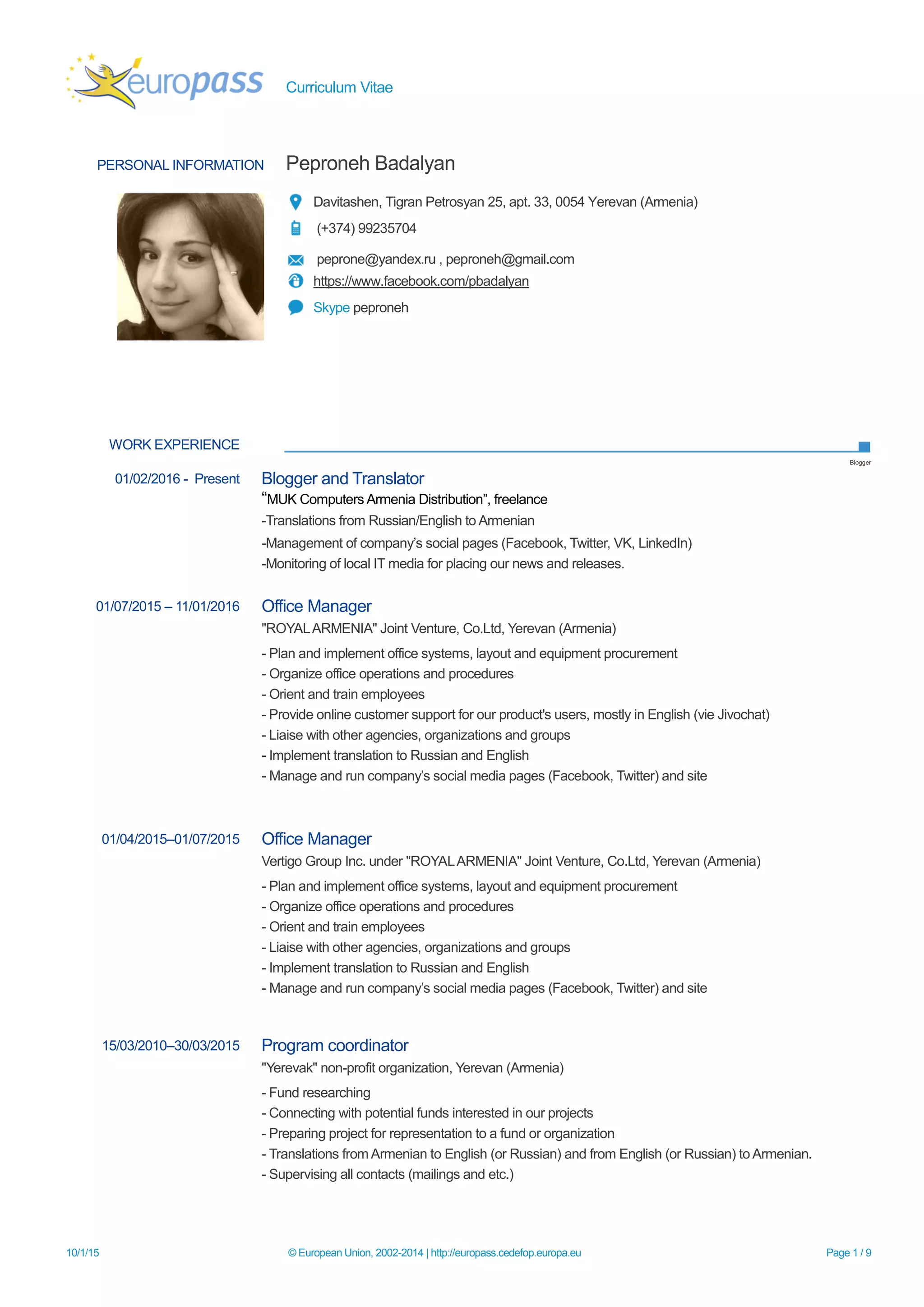 Resume (P.Badalyan) | PDF