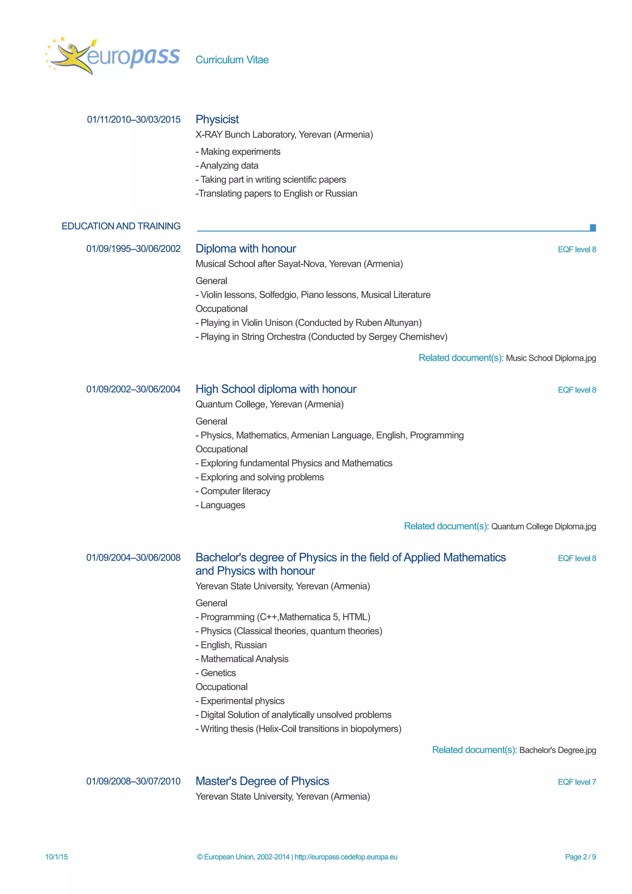 Resume (P.Badalyan) | PDF