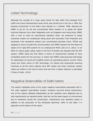 Reserach study on Delhi Metro project | PDF