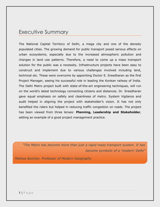 Reserach study on Delhi Metro project | PDF