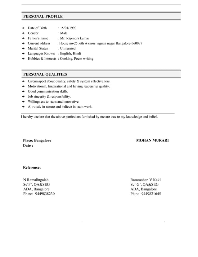 MOHAN RELIABILITY RESUME | DOC | Computer Software and Applications | Computing