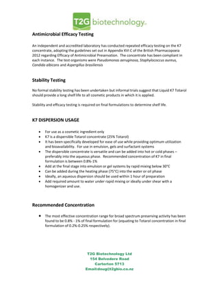 Liquid K7 Info.Sheet | DOCX | Skin Care | Beauty