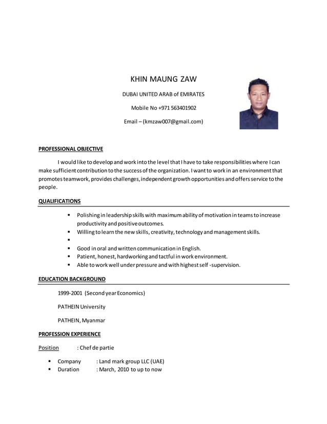 KHIN MAUNG ZAW CV | PDF