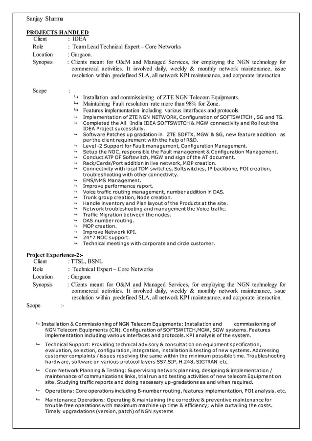 Sanjay_Sharma _resume_Telecom IMS LTE | DOCX