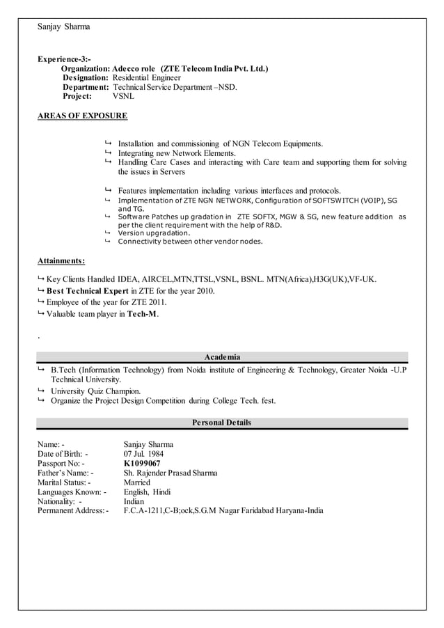 Sanjay_Sharma _resume_Telecom IMS LTE | DOCX