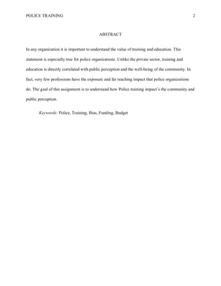 THE IMPORTANCE OF POLICE TRAINING AND IT'S AFFECT ON COMMUNITIES | PDF