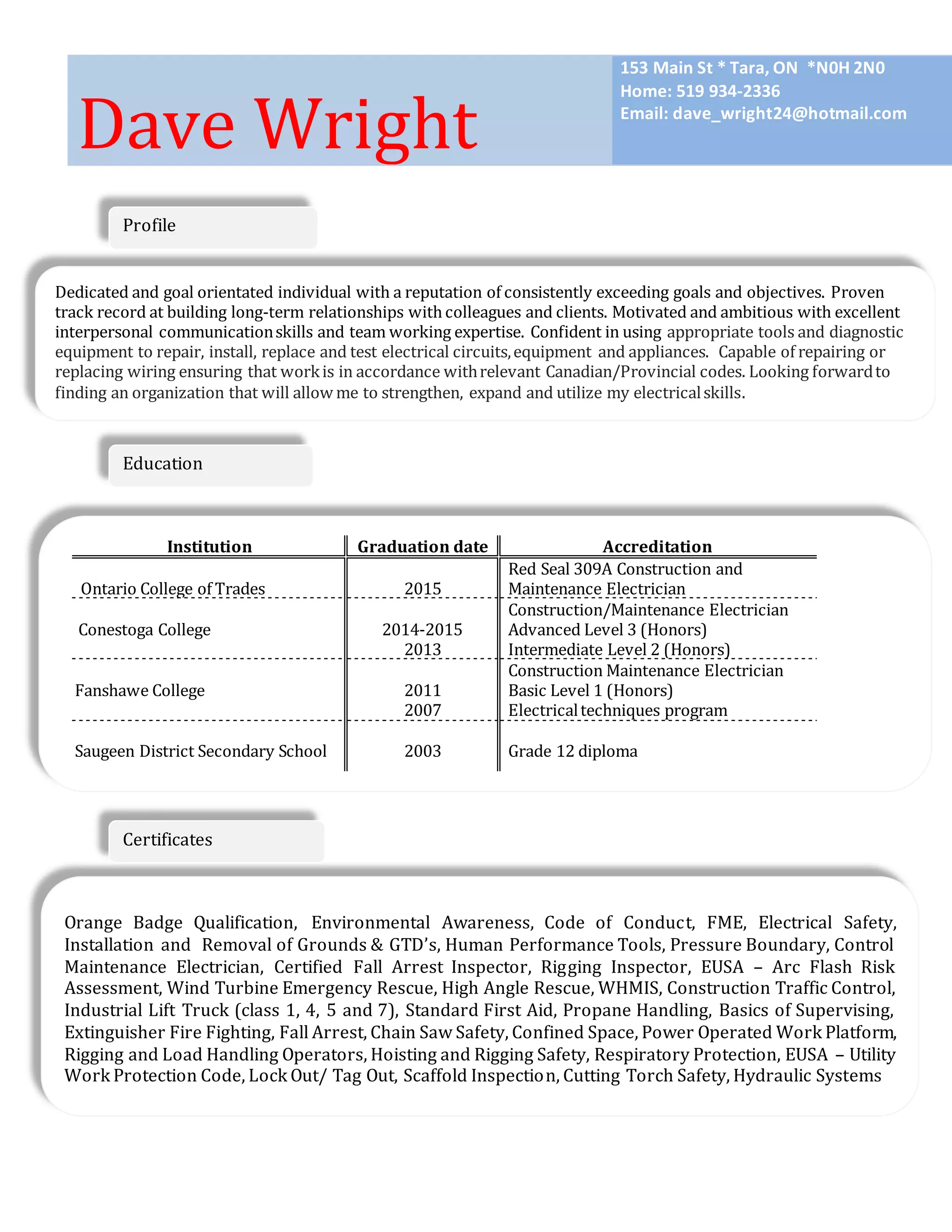Dave Wright Resume 2015 | DOCX