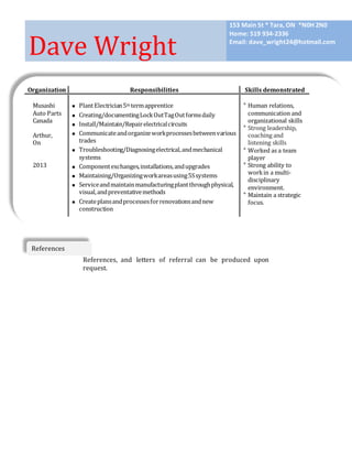 Dave Wright Resume 2015 | DOCX