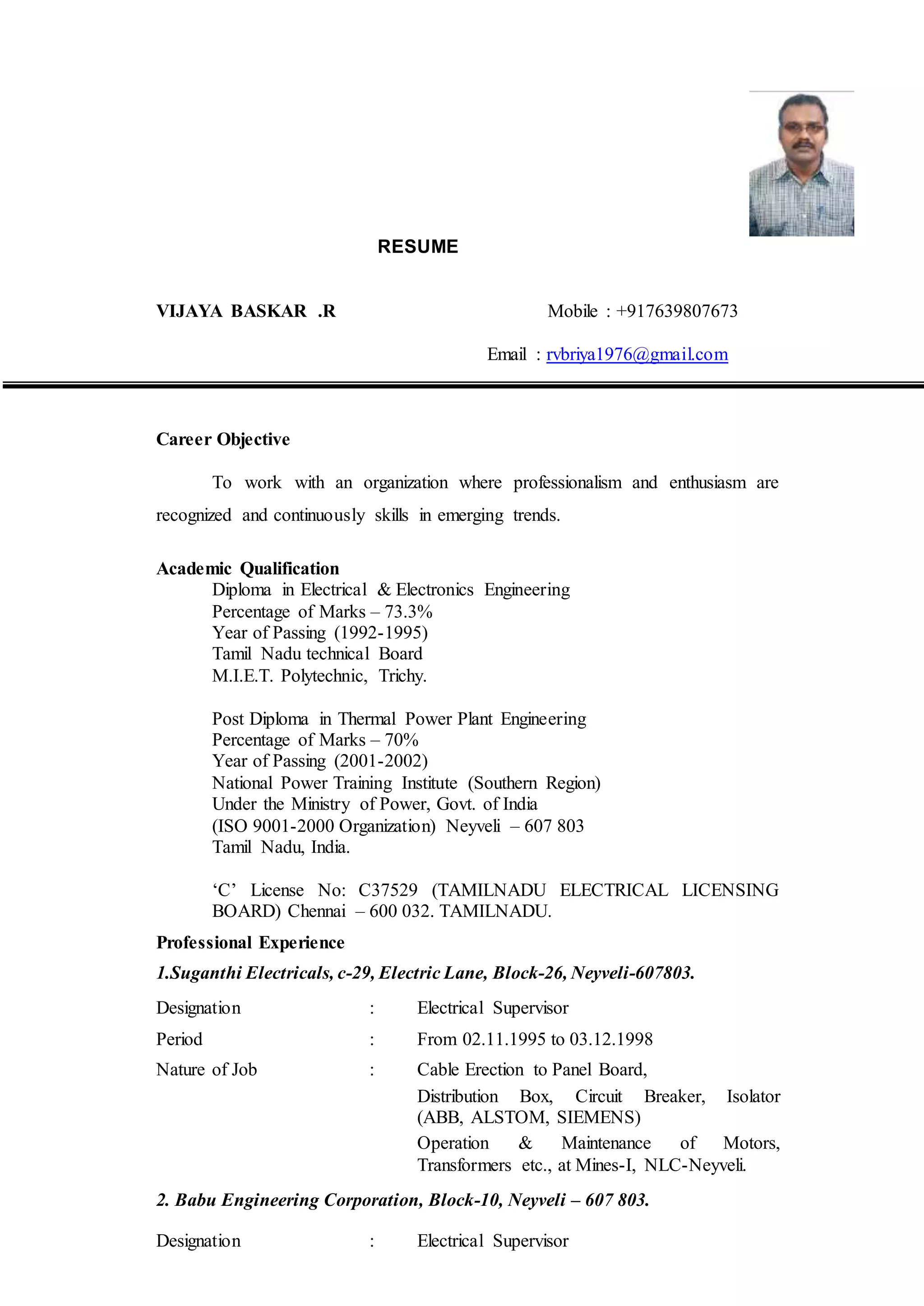 1 vijay new small resume | DOCX