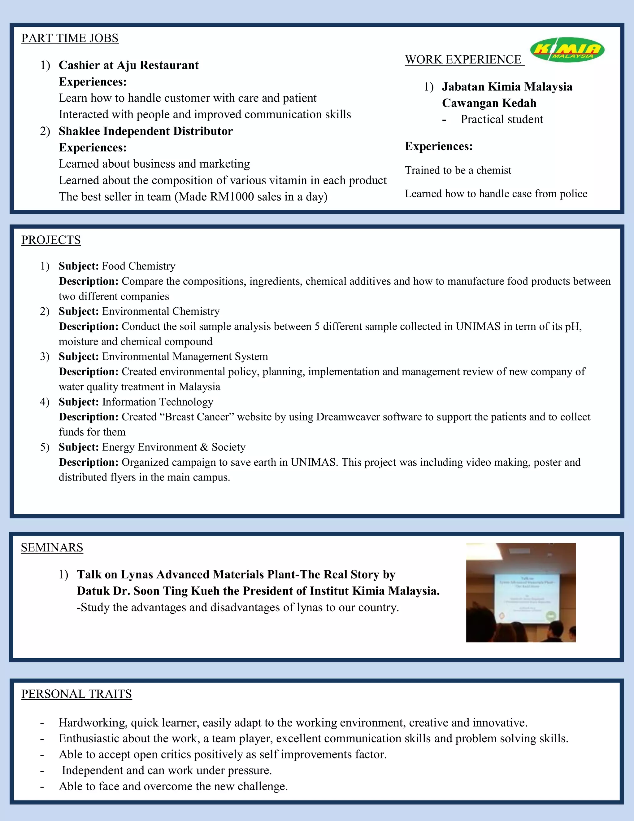 RESUME & CV ATIQAH JOB | PDF