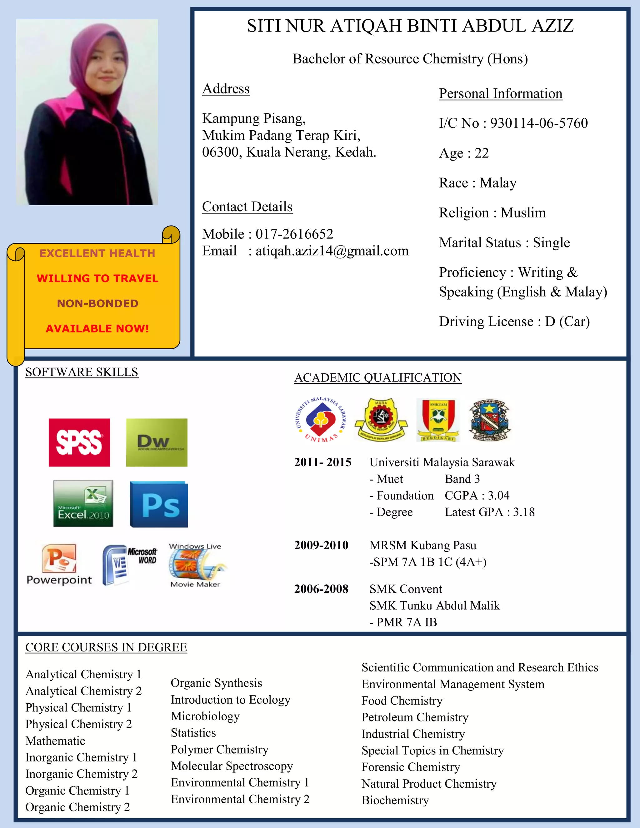 RESUME & CV ATIQAH JOB | PDF
