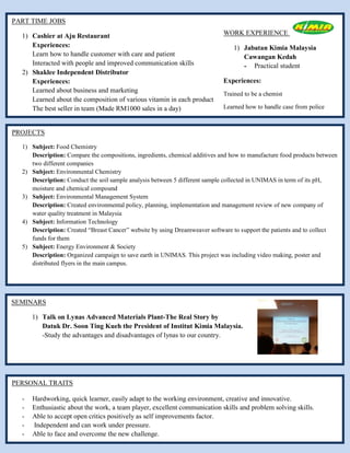 RESUME & CV ATIQAH JOB | PDF