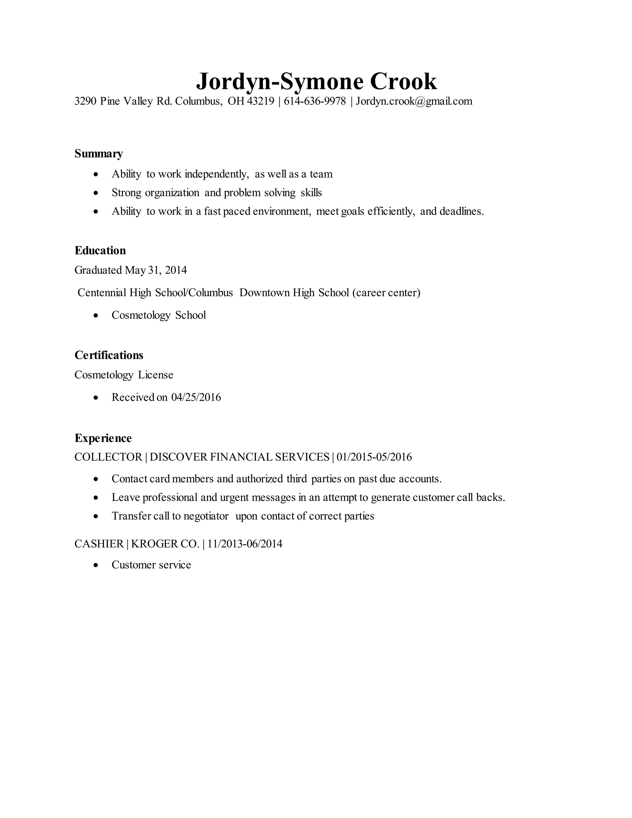 jordyn- resume work | PDF