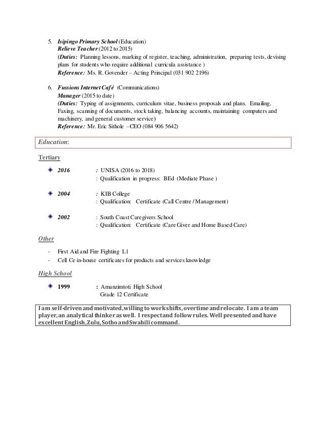 Curriculum Vitae Faith