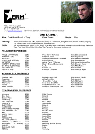 Acting CV updated 2015 August | PDF