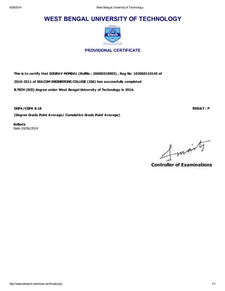 B.TECH CIRTIFICATE | PDF