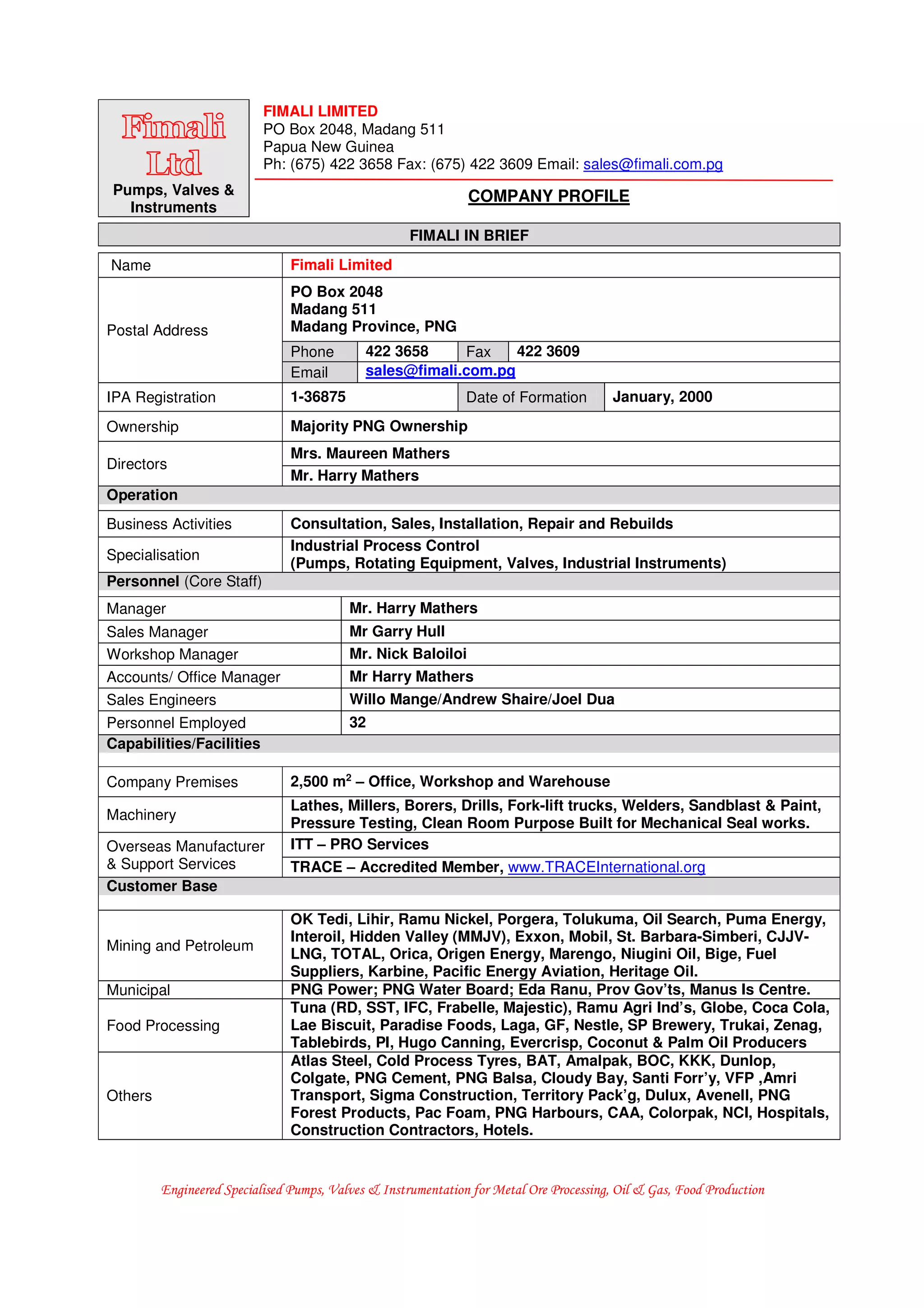 Fimali Company Profile 25 | PDF