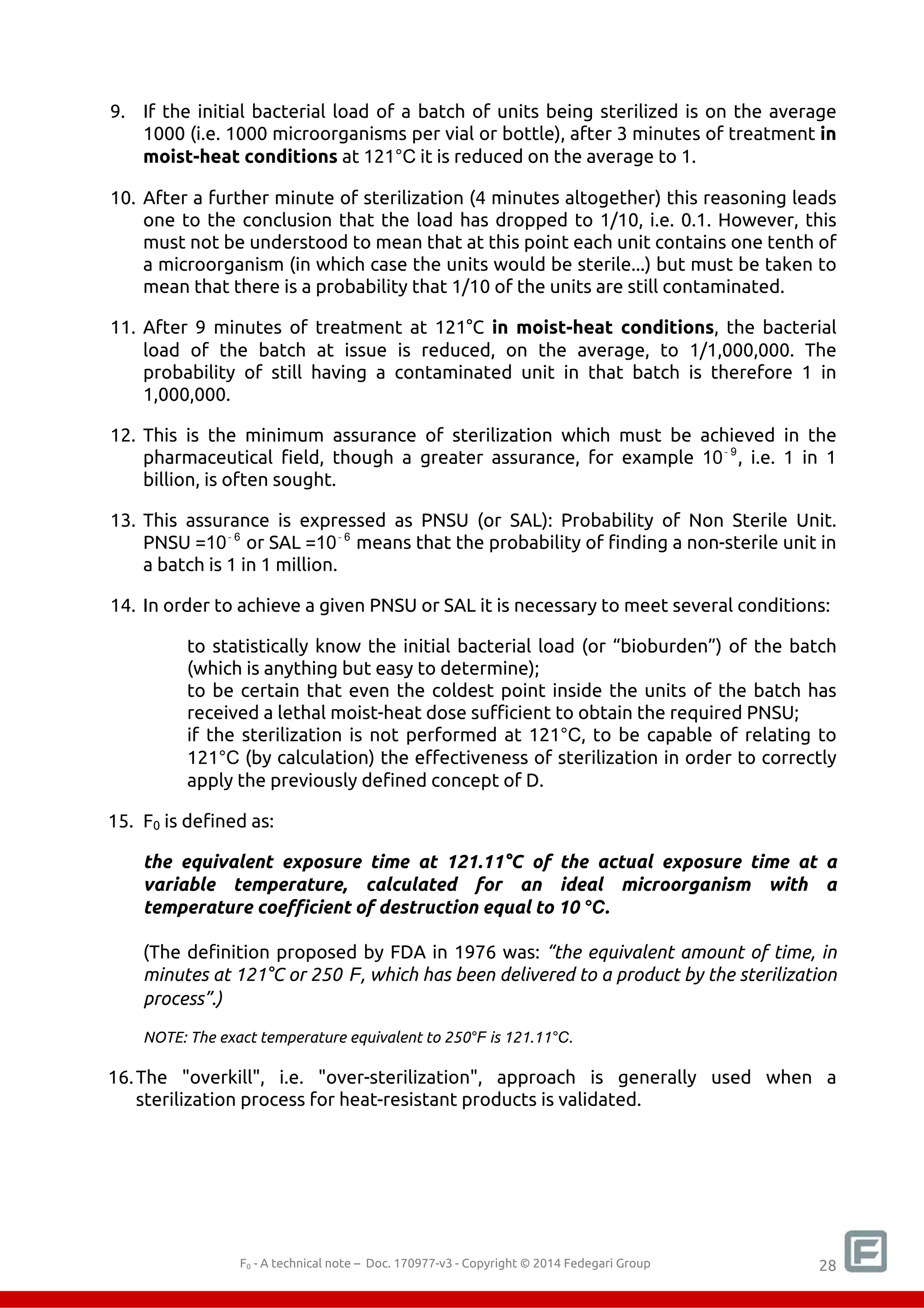 Sterilization: F0 - what it means - how to calculate it - how to use it ...