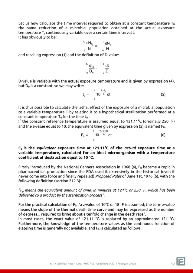 Sterilization: F0 - what it means - how to calculate it - how to use it ...