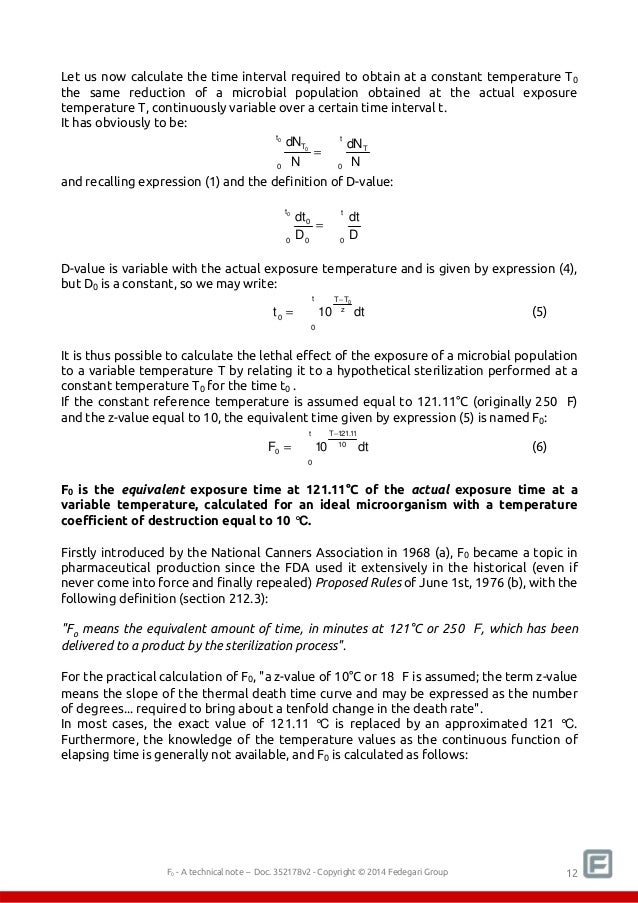 Sterilization: F0 - what it means - how to calculate it - how to use