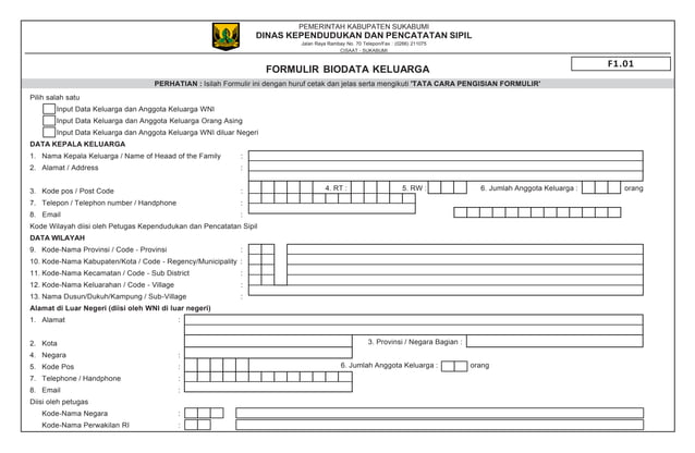 Formulir Kartu Keluarga kosong kosong kosong | PPT