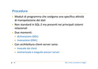 F1 Vincoli Procedure Trigger | PPT