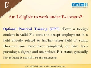 F-1 OPT, H1B & CAP GAP: All About It | PPTX