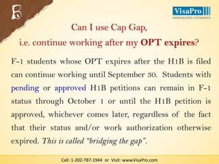 F-1 OPT, H1B & CAP GAP: All About It | PDF