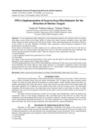 FPGA Implementation of Scan-to-Scan Discriminator for the Detection of Marine Targets | PDF