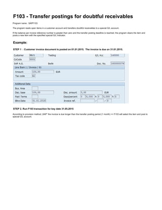 F103 transfer postings for doubtful receivables | PDF