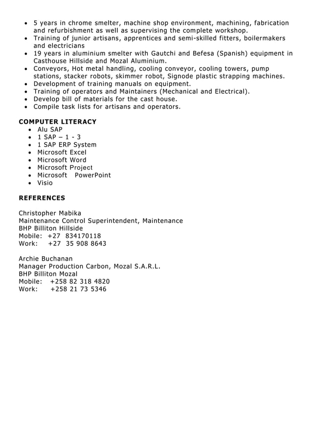 CV JOHAN BOTHMA | PDF