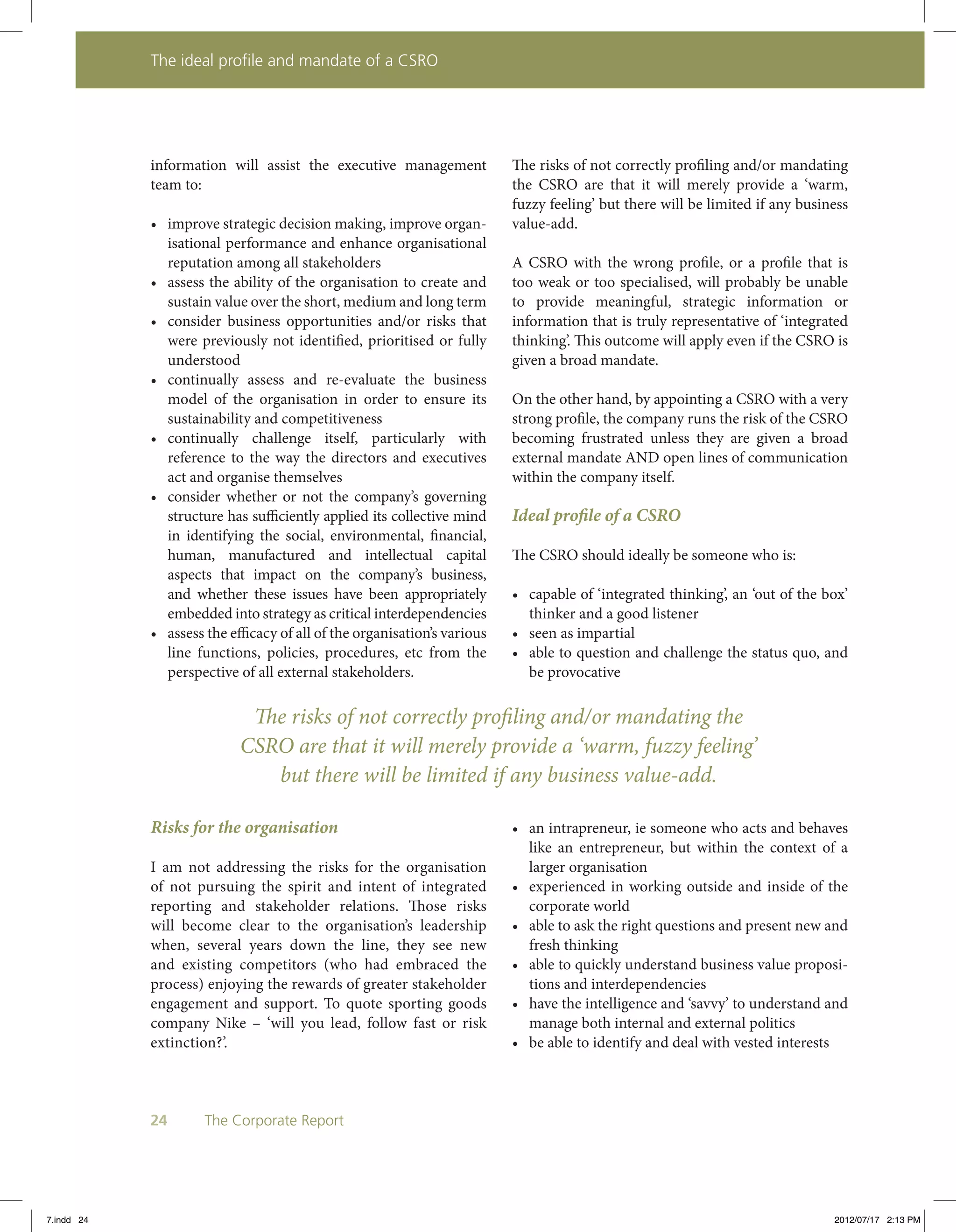 CSRO Profile and Mandate - Martin Humphries | PDF