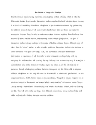 Definition of Integrative Studies | DOCX