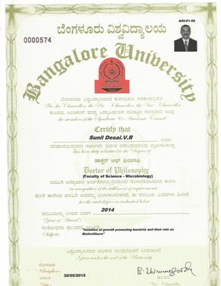 Sunil PhD Degree certificate | PDF | Graduation | Personal Celebrations ...