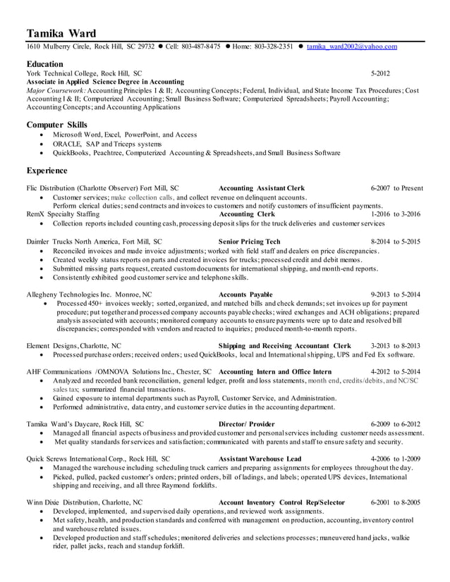 TAMIKA WARD'S RESUME' 2016 | PDF