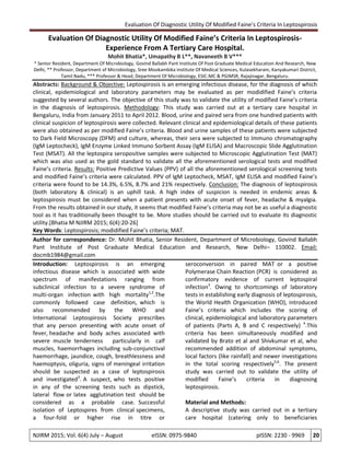 Modified Faine's criteria article- NJIRM | PDF