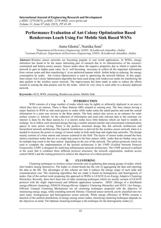 Performance Evaluation of Ant Colony Optimization Based Rendezvous Leach Using For Mobile Sink ...