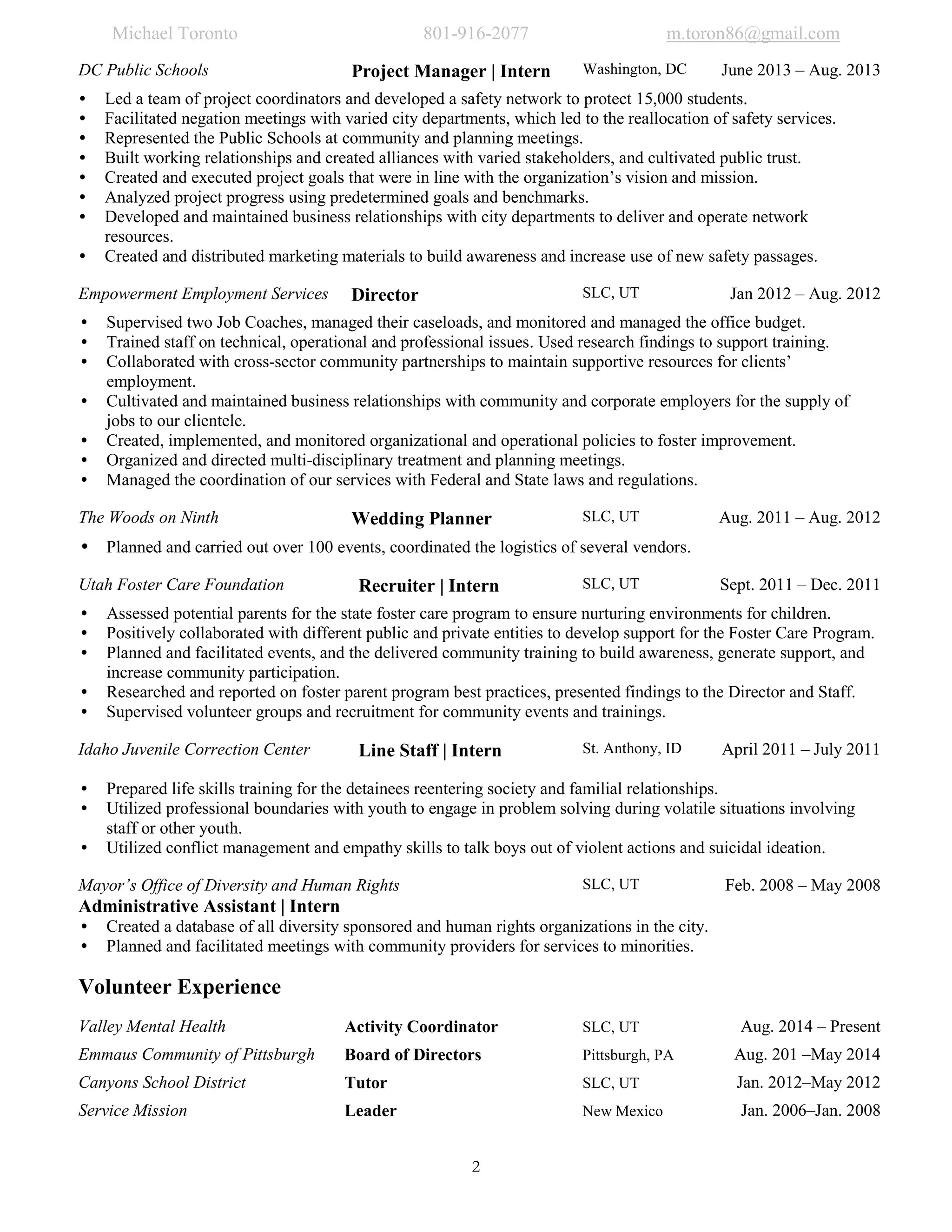 Michael Toronto CV | PDF