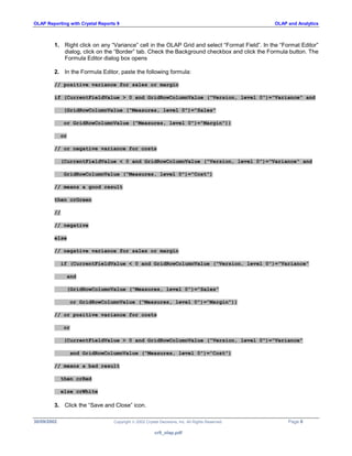 OLAP Reporting with Crystal Reports 9 | PDF