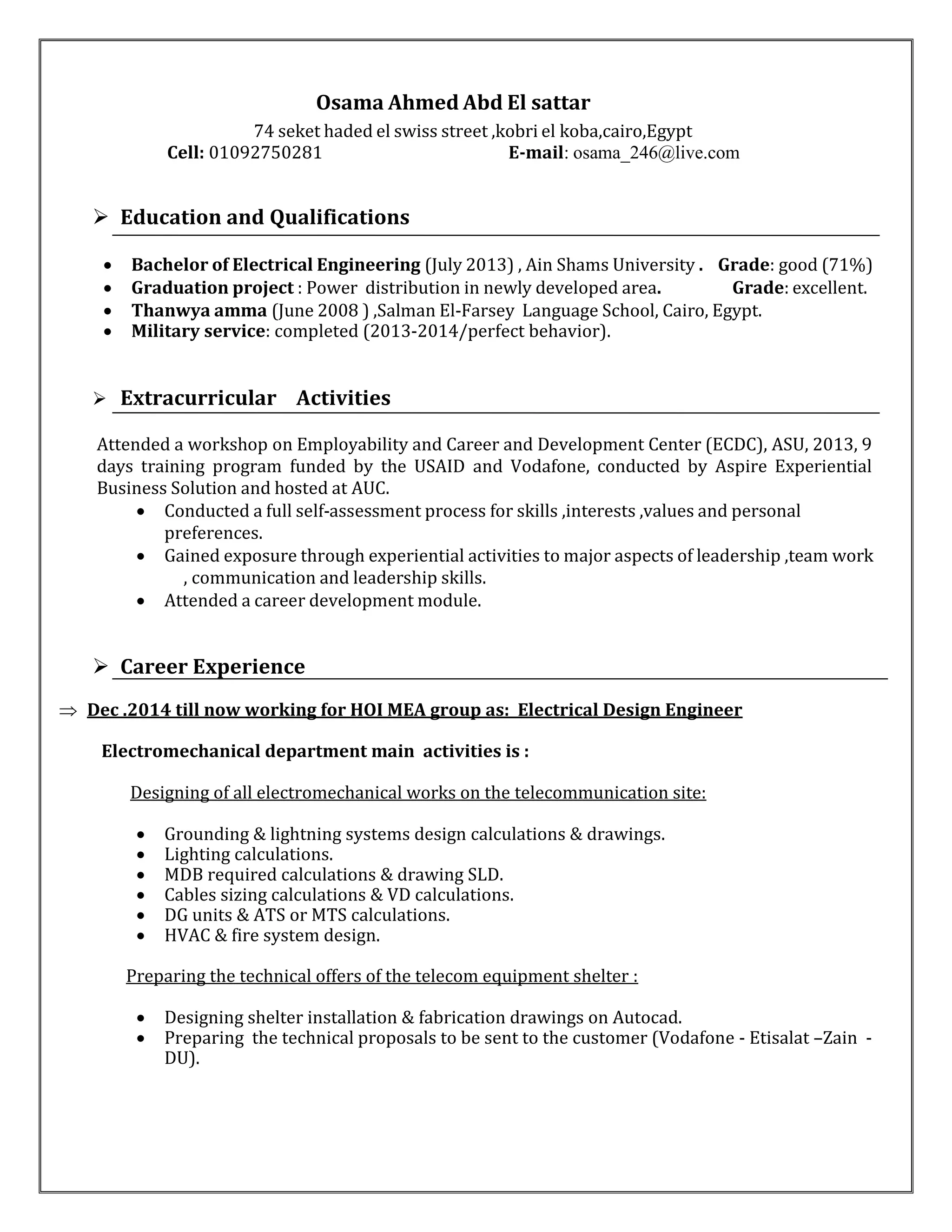 updated osama ahmed resume | PDF