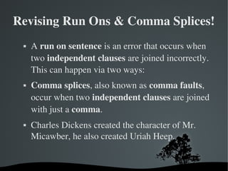 Run On Sentences (Online) | PPT