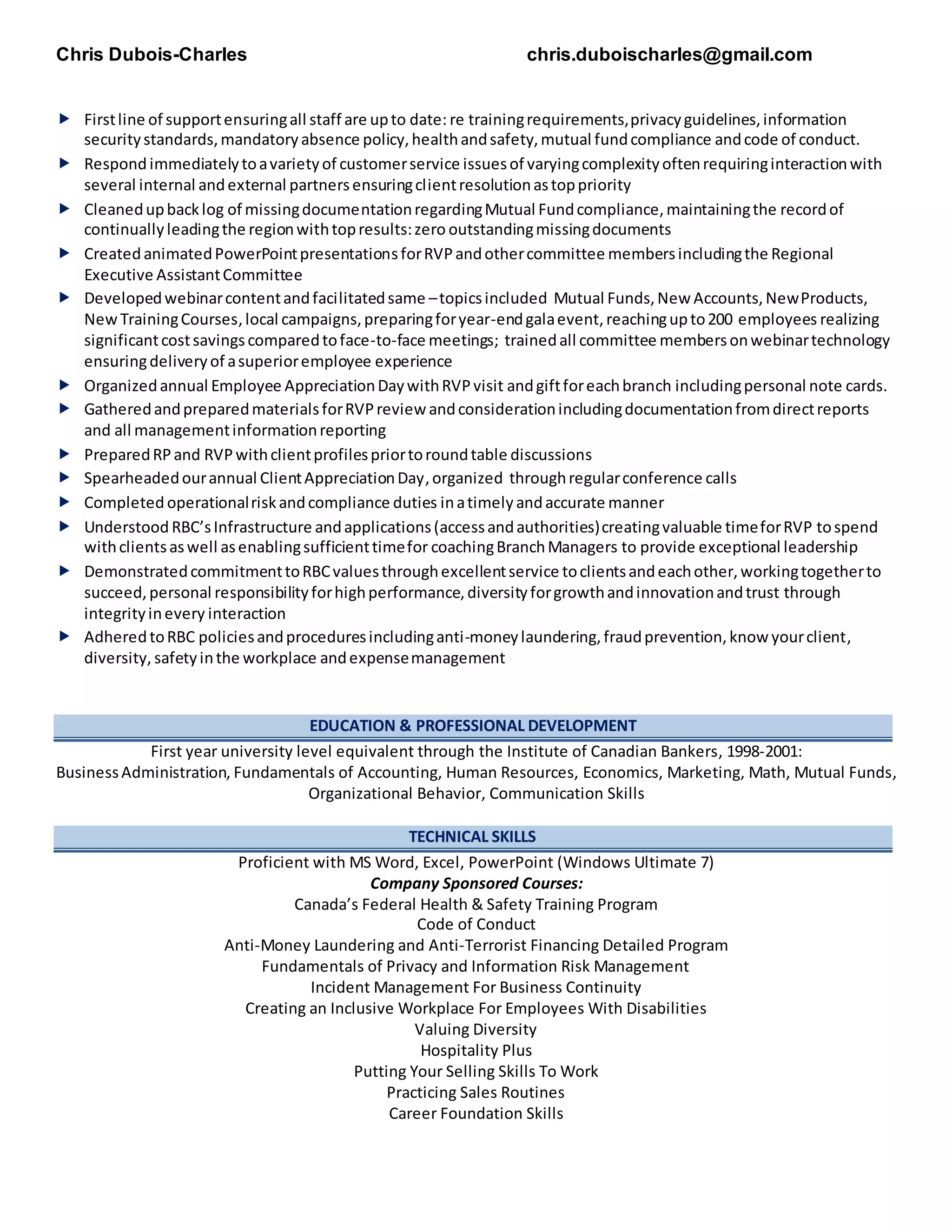 Chris Dubois-Charles resume | DOCX