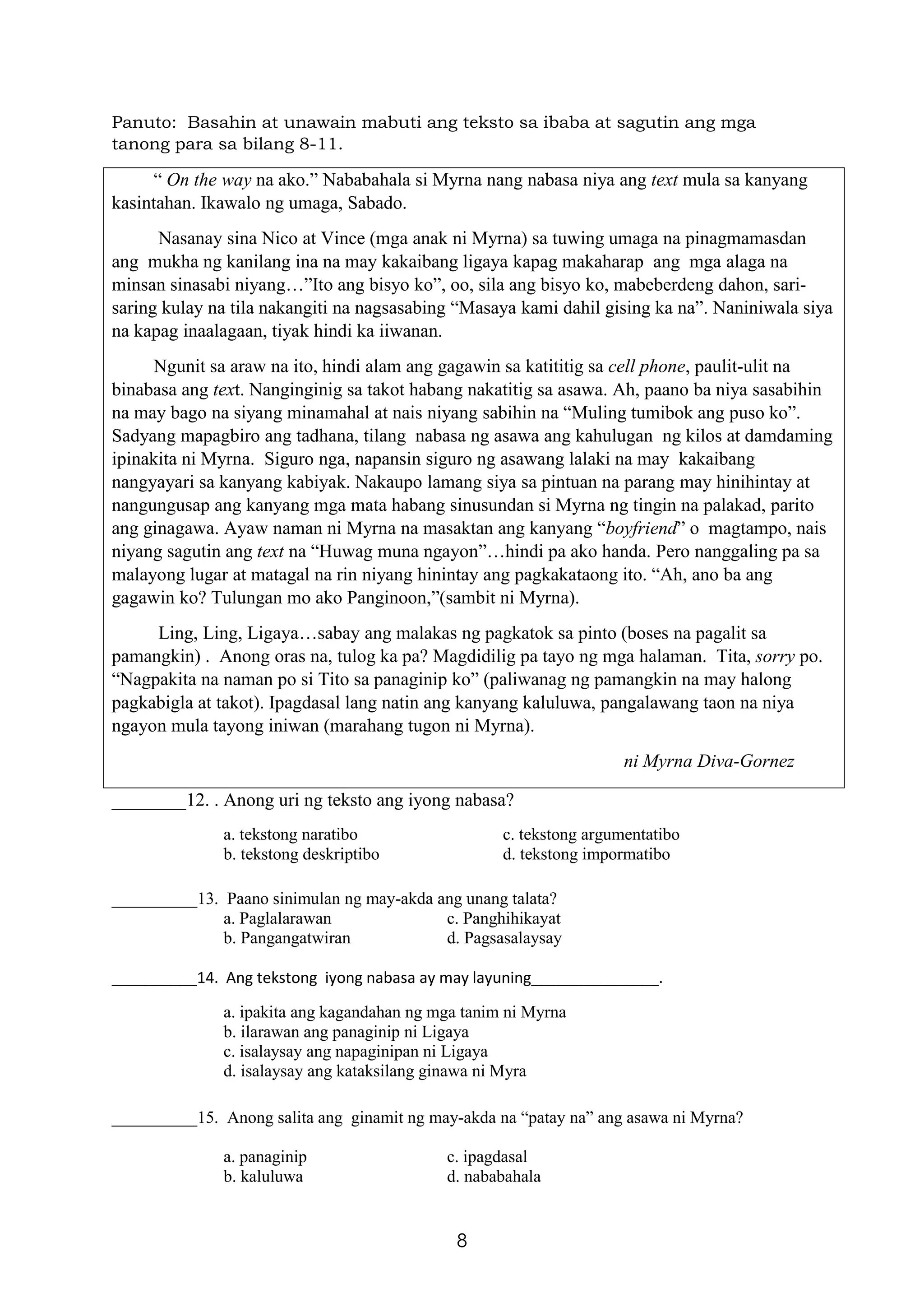 Mga Uri ng Teksto | PDF